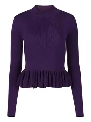 Nina Ricci Ruffle-detailing Wool-blend Top - Purple