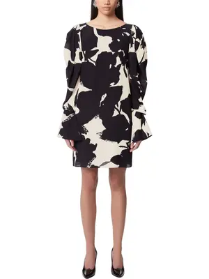 Nina Ricci Abstract-print Silk-twill Dress - Black