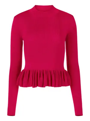 Nina Ricci Ruffle-detailing Wool-blend Top - Red