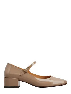 TOD'S Patent-leather Mary Jane Pumps - Neutrals