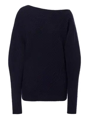 Philosophy Di Lorenzo Serafini Asymmetric Ribbed-knit Jumper - Blue