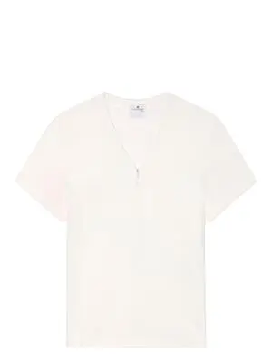 COURREGES V-neck Cotton-blend T-shirt - White