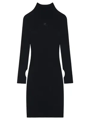 COURREGES Ribbed-knit Mini Dress - Black
