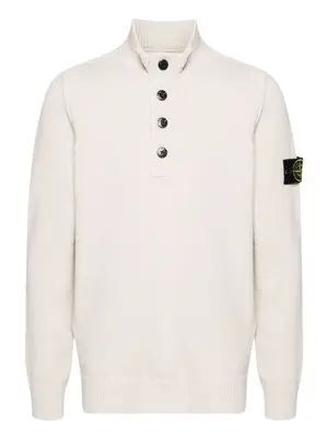 Stone Island Compass Badge Wool Blend Jumper - White