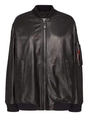Dsquared2 Zip-up Leather Bomber Jacket - Black
