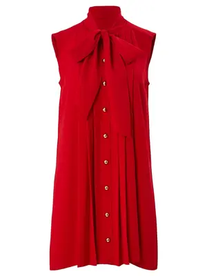 Carolina Herrera Pintuck Tie-neck Mini Dress - Red