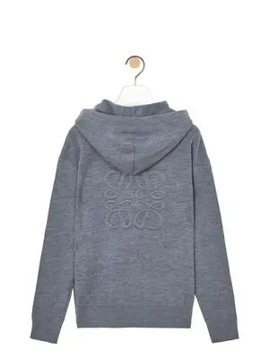 Loewe Anagram Zip-up Wool Hoodie - Grey Melange