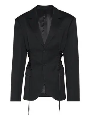 JEAN PAUL GAULTIER Tailored Wool Jacket With Lacing Detail - Black