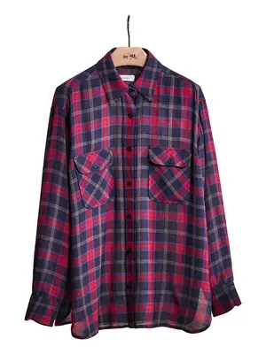 COACH Restored Flannel Shirt - Navy/red