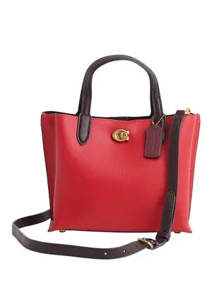 COACH Willow Tote 24 In Colorblock - Brass/sport Red