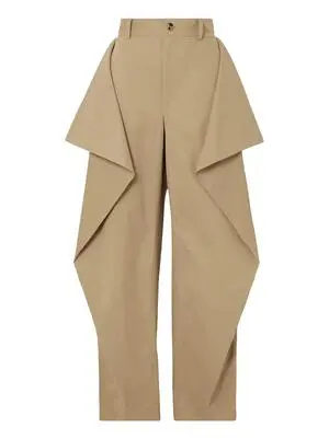 JW Anderson Kite Draped Cotton-blend Twill Tapered Pants - Beige