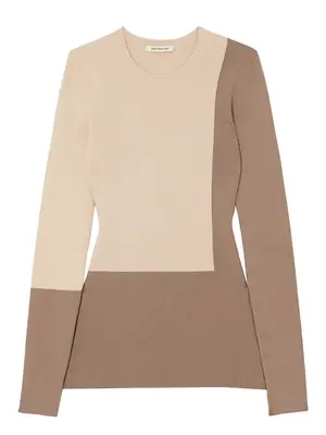PETER DO Color-block Ribbed-knit Pullover - Neutrals