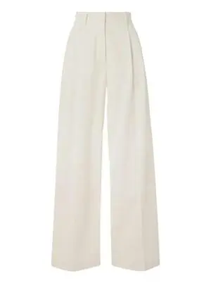 TOTEME Pleated Wide-leg Corduroy Pants - Ecru