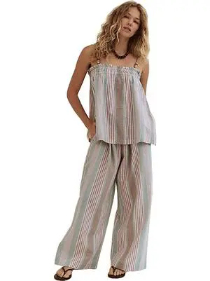 Free People Corfu Striped Cotton-linen Set - Misty Combo