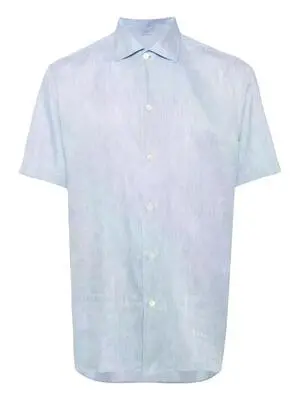 Brioni Short-sleeve Curved-hem Shirt - Blue