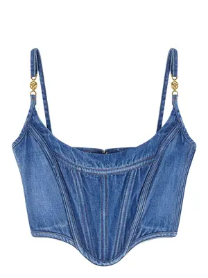 VERSACE Versace Medusa '95 Denim Corset Top