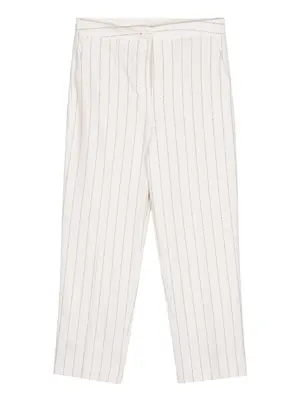 SEMICOUTURE Pinstriped Cropped Trousers - Neutrals