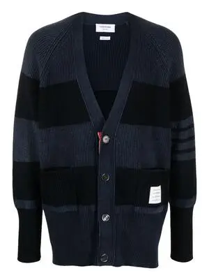 Thom Browne 4-bar Striped Cashmere Cardigan - Blue