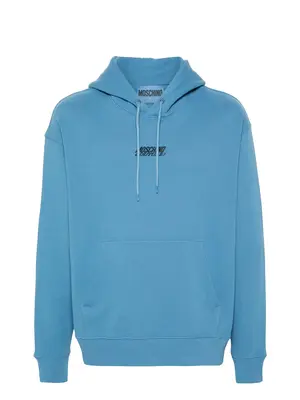 Moschino Logo-embroidered Cotton Hoodie - Blue