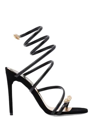 Rene Caovilla 105mm Serpent Leather Sandals - Black