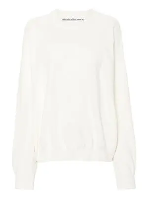Alexander Wang Logo-embroidered Ribbed Knit Sweater - White
