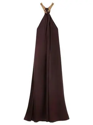 Stella McCartney Chain Halterneck Maxi Dress - Brown