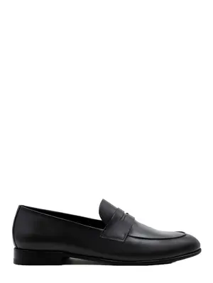 Giorgio Armani Calf Leather Penny Loafers Gray