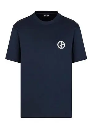 Giorgio Armani Cotton Interlock Crew-neck T-shirt - Blue
