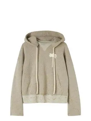 Palm Angels Pxp Painted Raw Cut Hoodie - Melange Grey/white