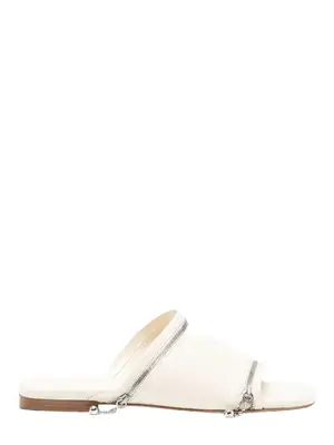 Burberry Peep Toe Slides - White/silver