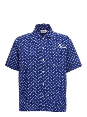 Rhude Beachfront Button Down Shirt - Navy Blue