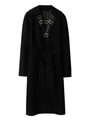 Burberry Reversible Wool Wrap Coat - Black