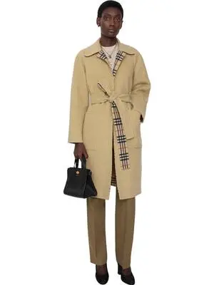 Burberry Reversible Wool Wrap Coat - Sand Beige