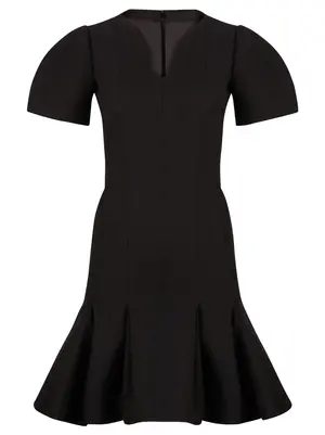 Nina Ricci Peplum-hem Wool Dress - Black