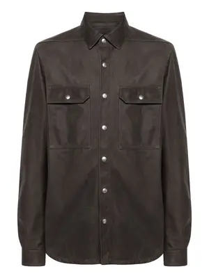Rick Owens Outershirt Leather Shirt Jacket - Grey