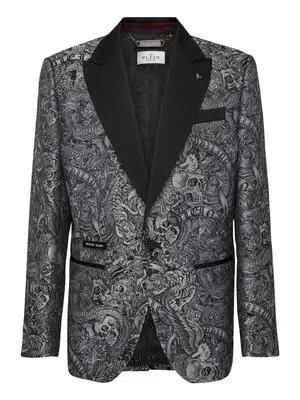 Philipp Plein Tattoo-print Twill Blazer - Black