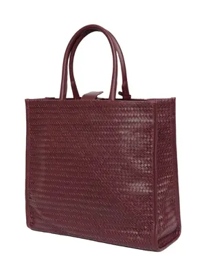 STUDIO CHOFAKIAN Tresse Woven Leather Tote - Red