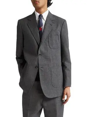 Thom Browne Virgin Wool Hopsack Sport Coat - Dark Grey