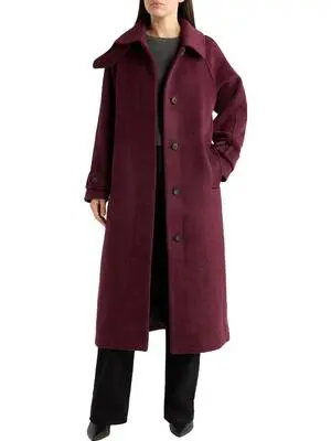 Bernardo Relaxed Double-breasted Felted Coat - Cherry Lacquer