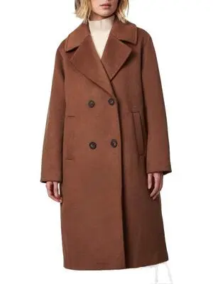 Bernardo Relaxed Double-breasted Felted Coat - Cigar