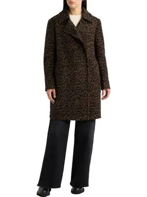 Bernardo Bernardo Relaxed Double-Breasted Felted Coat Muted Leopard