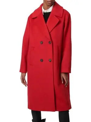 Bernardo Relaxed Double-breasted Felted Coat - Red