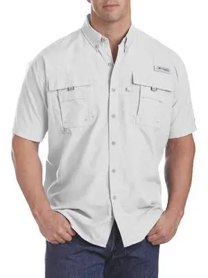 Columbia Big & Tall Pfg Bahama Ii Short-sleeve Sport Shirt - White