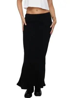 Princess Polly Princess Polly Mercer Linen Blend Maxi Skirt Black