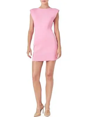 Endless Rose Padded Shoulder Knit Minidress - Pink