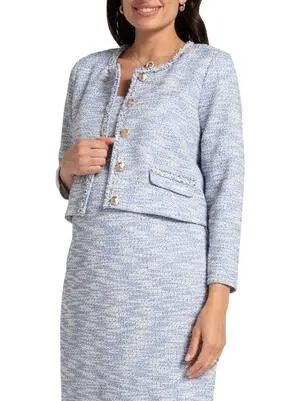 Seraphine Seraphine Crop Tweed Maternity Blazer Blue