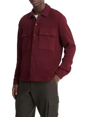 Vince Chunky Waffle Stitch Button-up Shirt - Dark Malbec