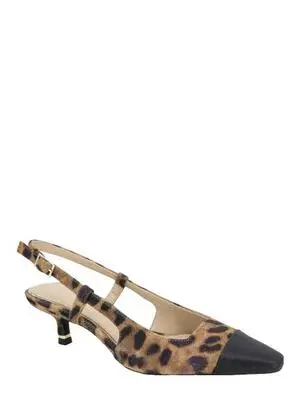 KENNETH COLE Martha Slingback Kitten Heel Pumps - Leopard Suede
