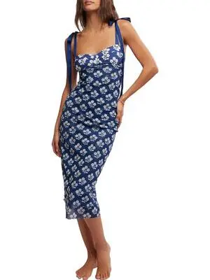 Free People Floral Mesh Slipdress - Navy Combo