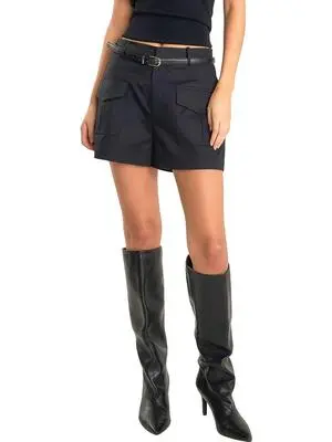 Endless Rose Flap Pocket High-waist Shorts - Black